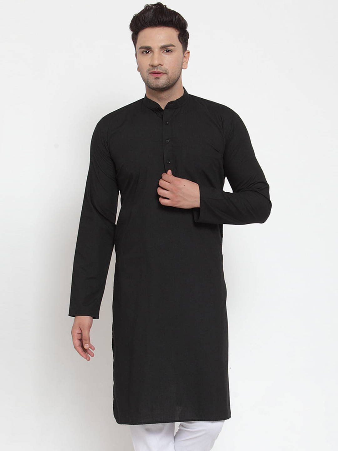 Buy Jompers Men Black Solid Straight Kurta - Kurtas for Men 12649164 ...