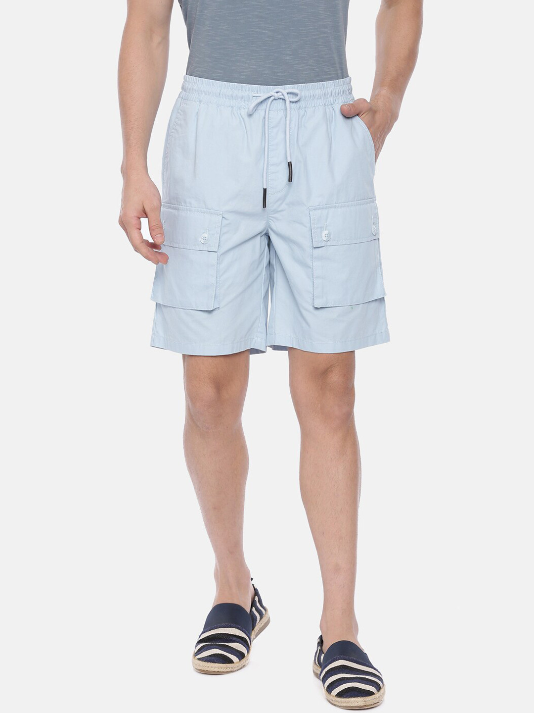 Buy Breakbounce Men Blue Solid Slim Fit Cargo Shorts - Shorts for Men ...