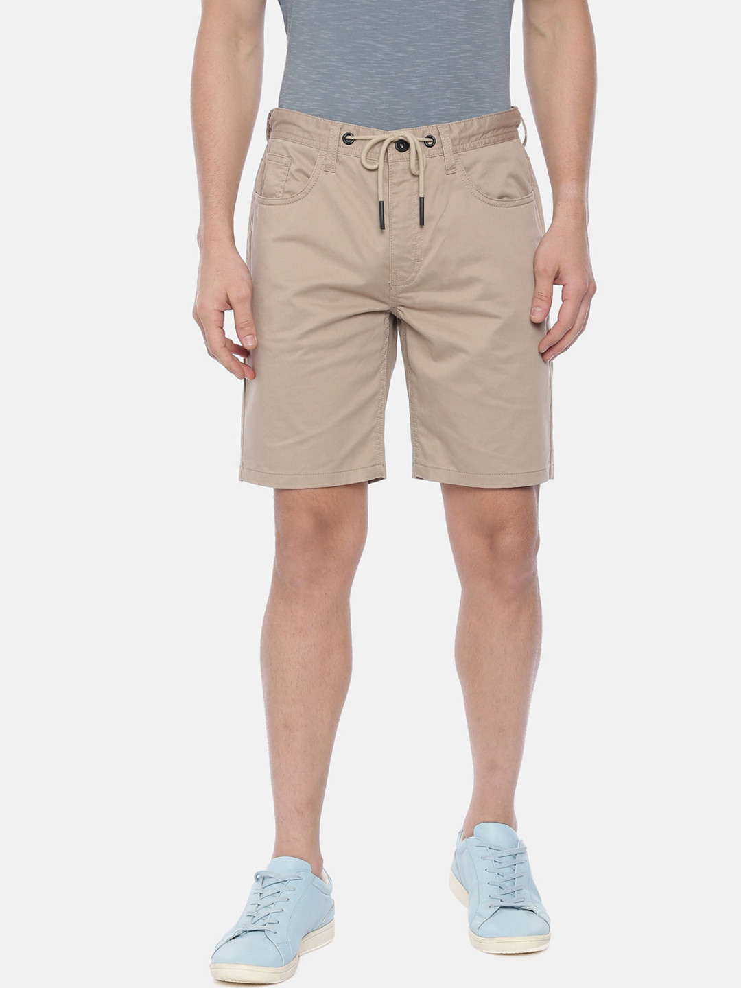 Buy Breakbounce Men Beige Solid Slim Fit Chino Shorts - Shorts for Men ...