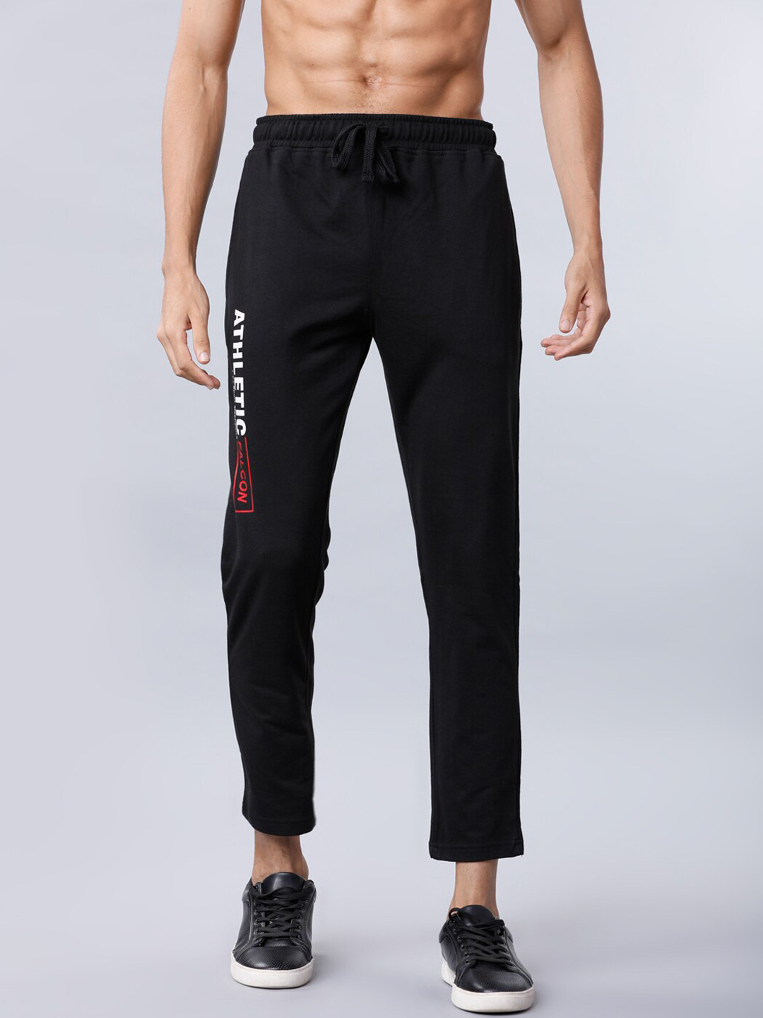 Buy LOCOMOTIVE Men Black & White Solid Straight Fit Locomotive Track ...