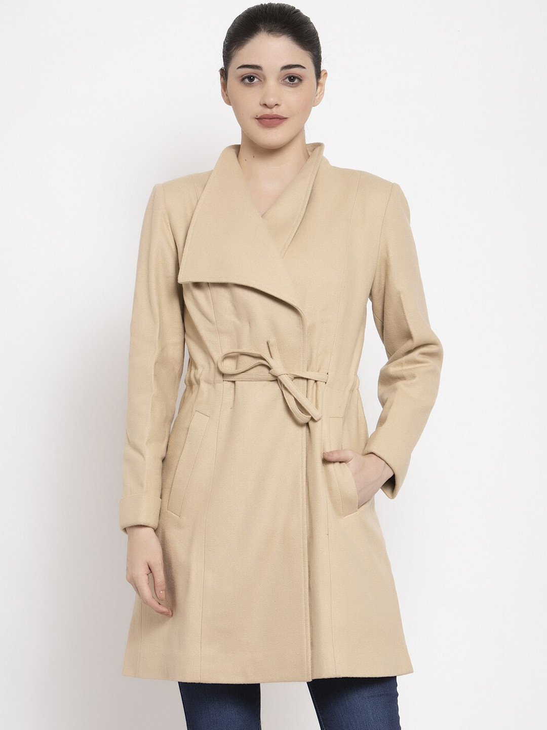 Buy Owncraft Women Beige Solid Overcoat - Coats for Women 12867042 | Myntra