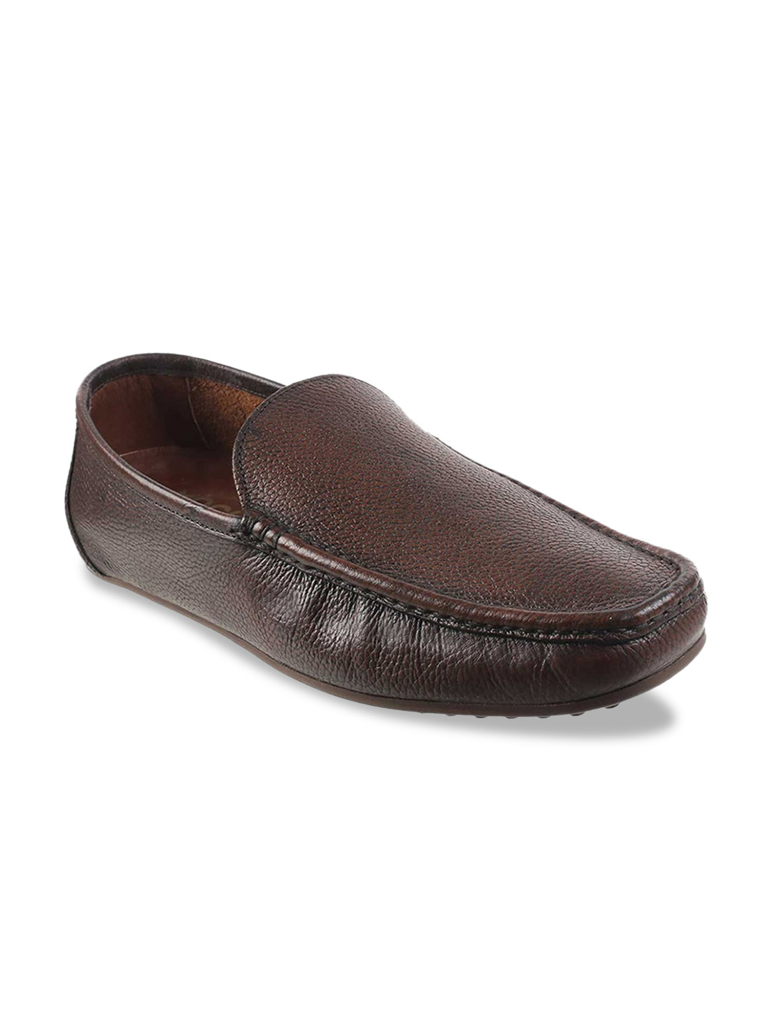 Buy Mochi Men Brown Solid Leather Loafers - Casual Shoes for Men ...