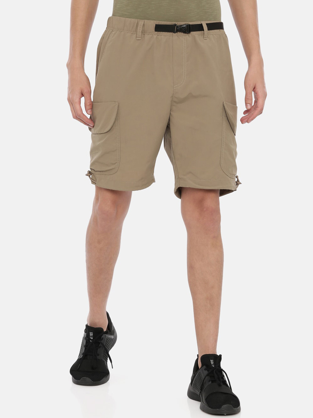Buy Breakbounce Men Khaki Brown Solid Regular Fit Cargo Shorts - Shorts ...