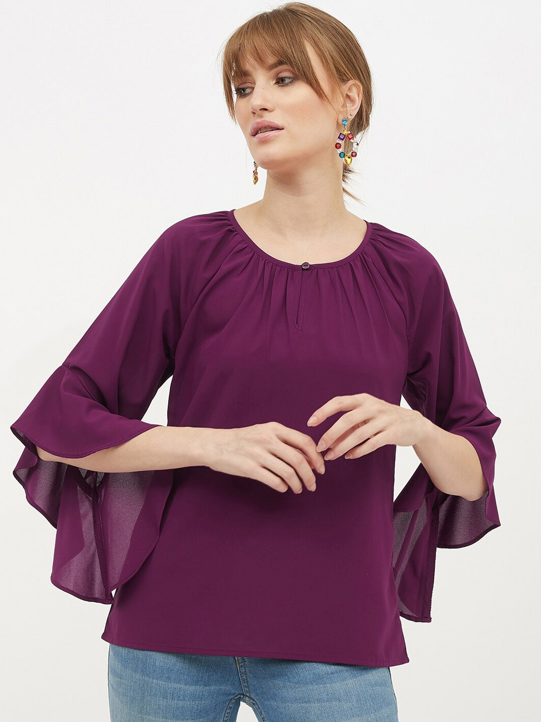 Buy Harpa Women Purple Solid Top - Tops for Women 12664708 | Myntra