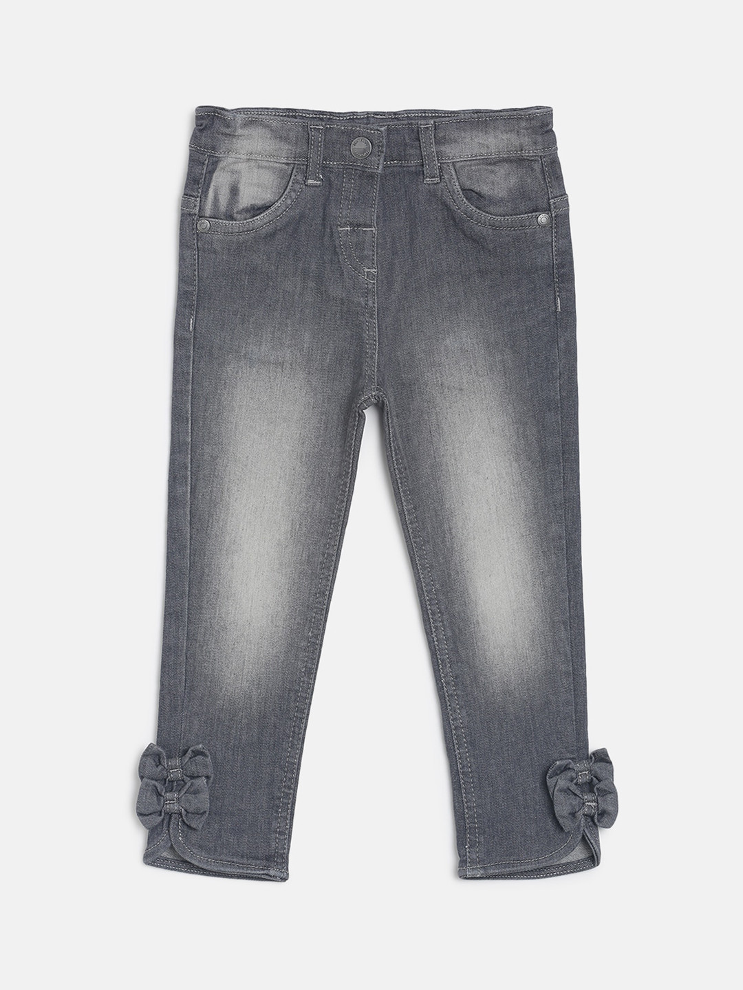Buy MINI KLUB Girls Grey Regular Fit Mid Rise Clean Look Stretchable ...