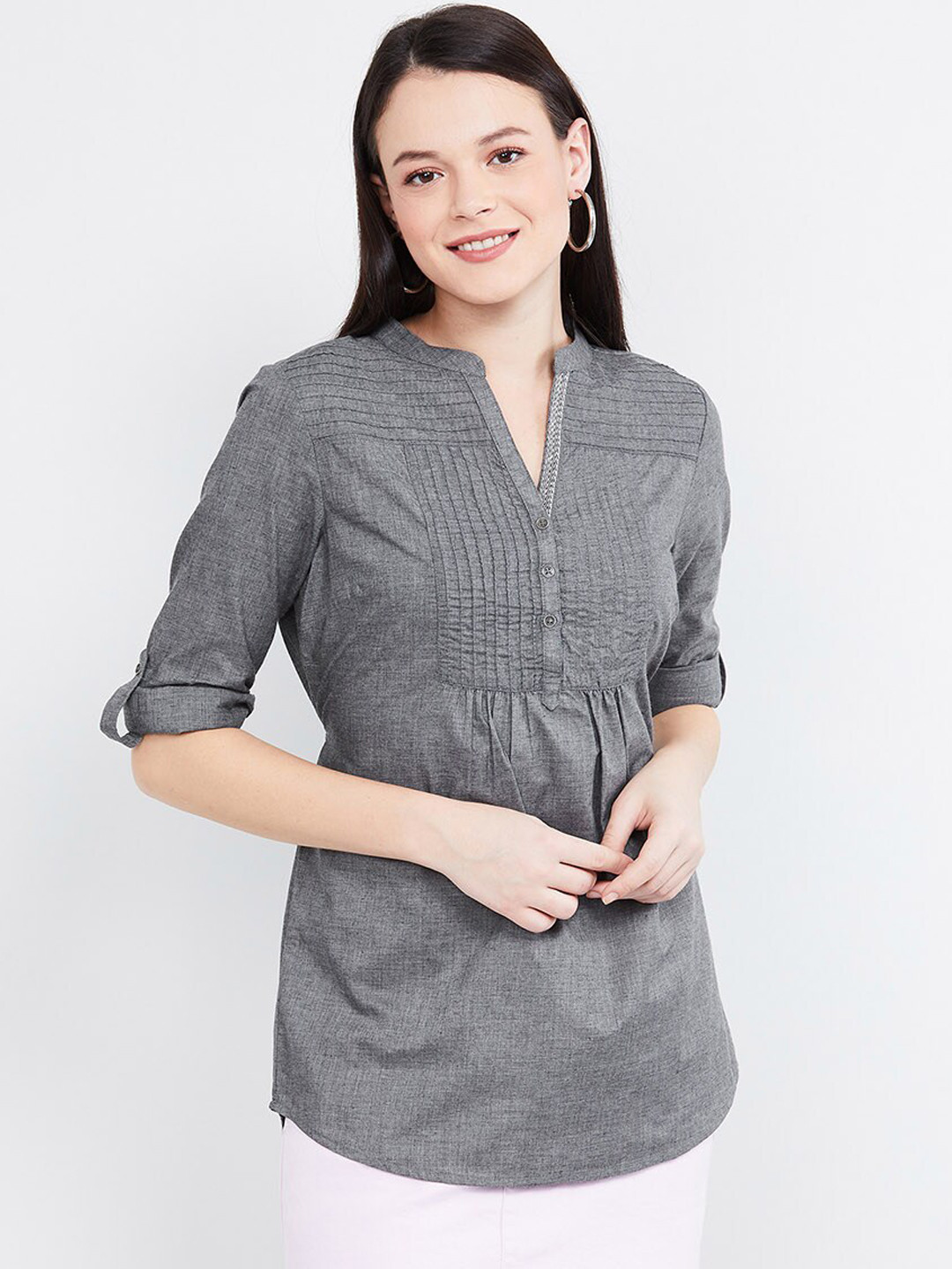 Buy Max Women Grey Solid Tunic - Tunics for Women 12683922 | Myntra