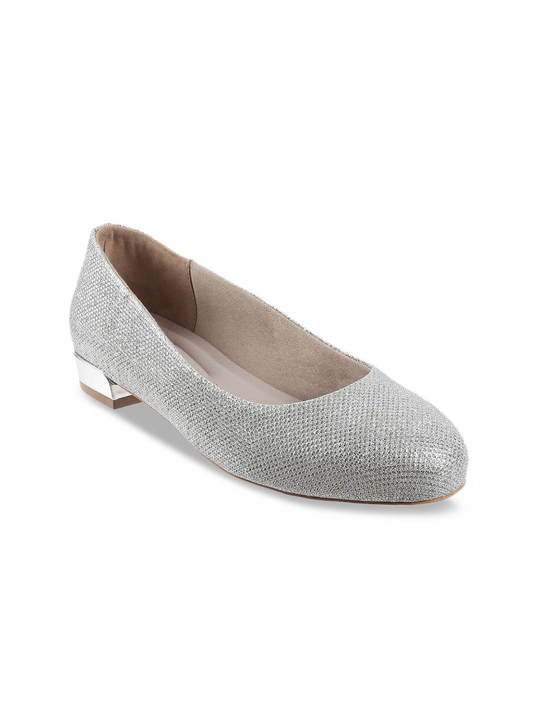 Buy Mochi Women Silver Toned Embellished Ballerinas - Flats for Women ...