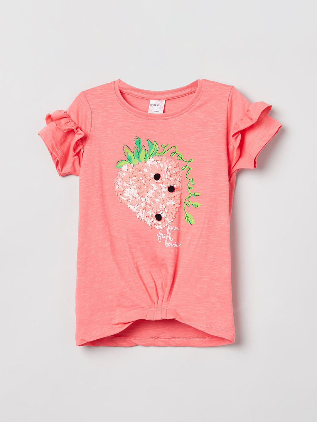 Buy Max Girls Cream Coloured Embellished Pure Cotton Top - Tops for ...