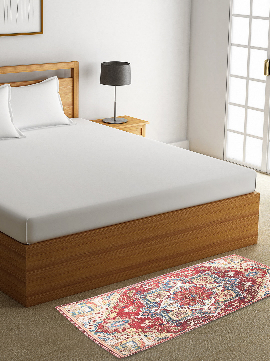 Buy ROMEE Maroon Ethnic Patterned Bed Side Floor Runner - Runners for ...