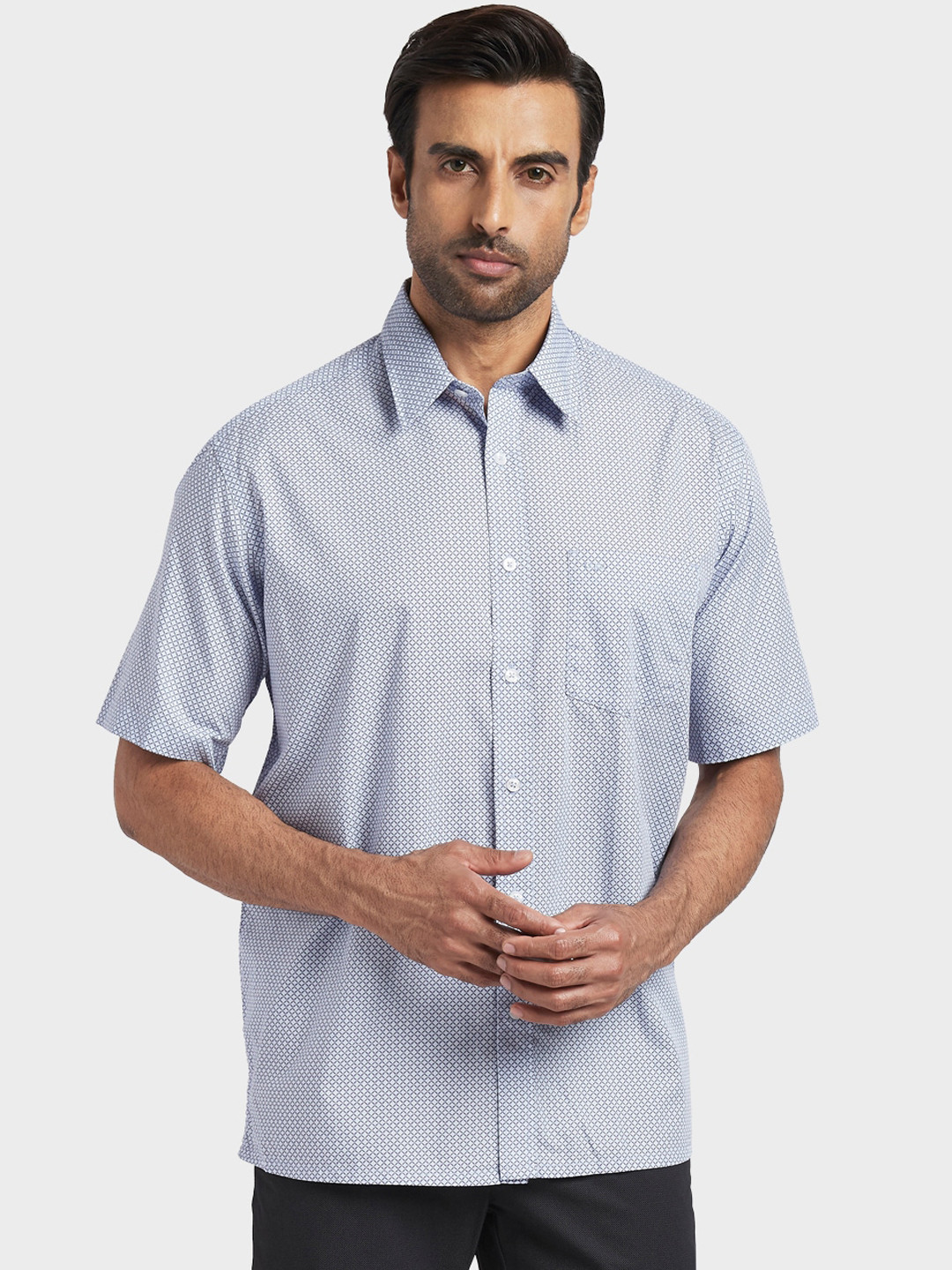 Buy ColorPlus Men Blue Regular Fit Printed Casual Shirt - Shirts for ...