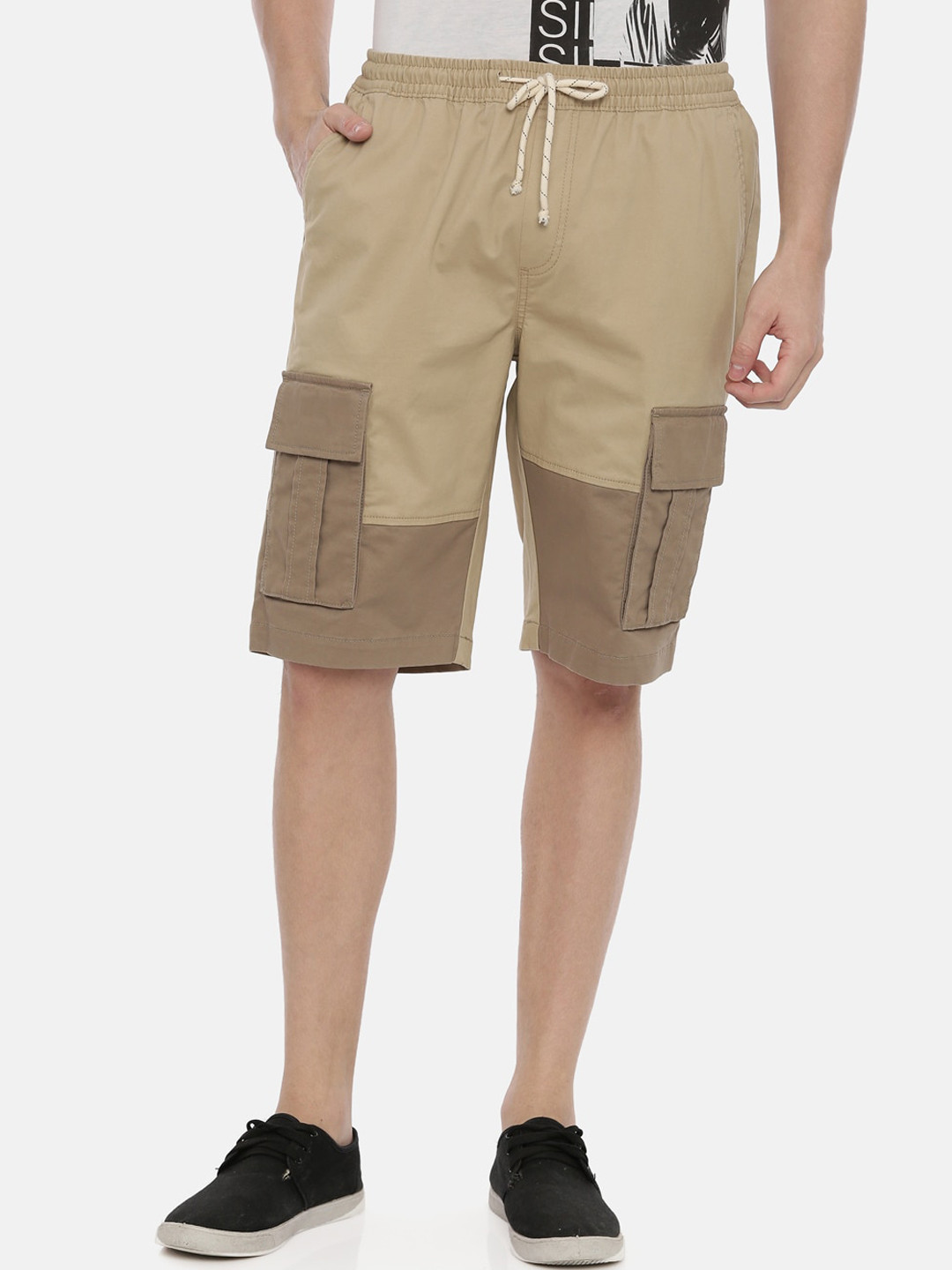 Buy Breakbounce Men Beige Solid Slim Fit Cargo Shorts - Shorts for Men ...