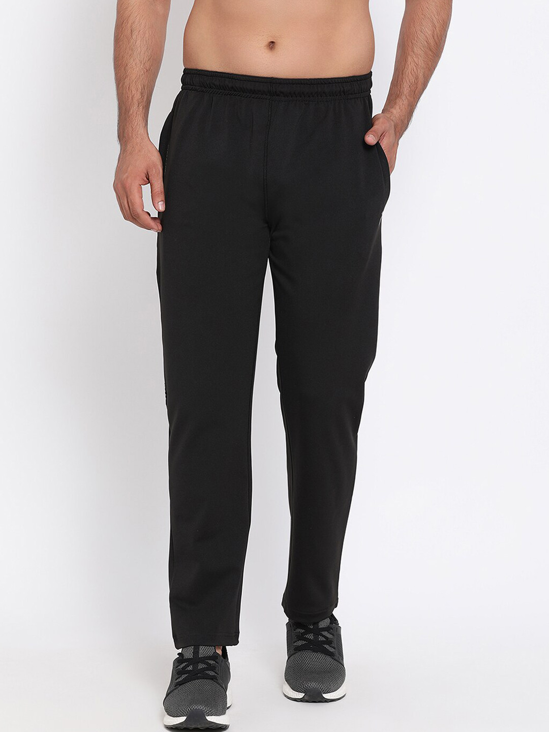 Buy PERFKT U Men Black Solid Straight Fit Hydra Cool Track Pants ...
