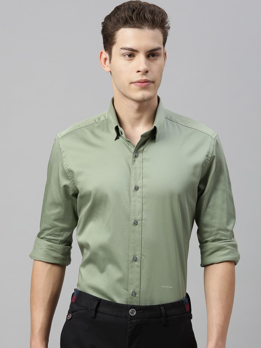 Buy RARE RABBIT Men Satino 3 Regular Fit Solid Shirt - Shirts for Men ...