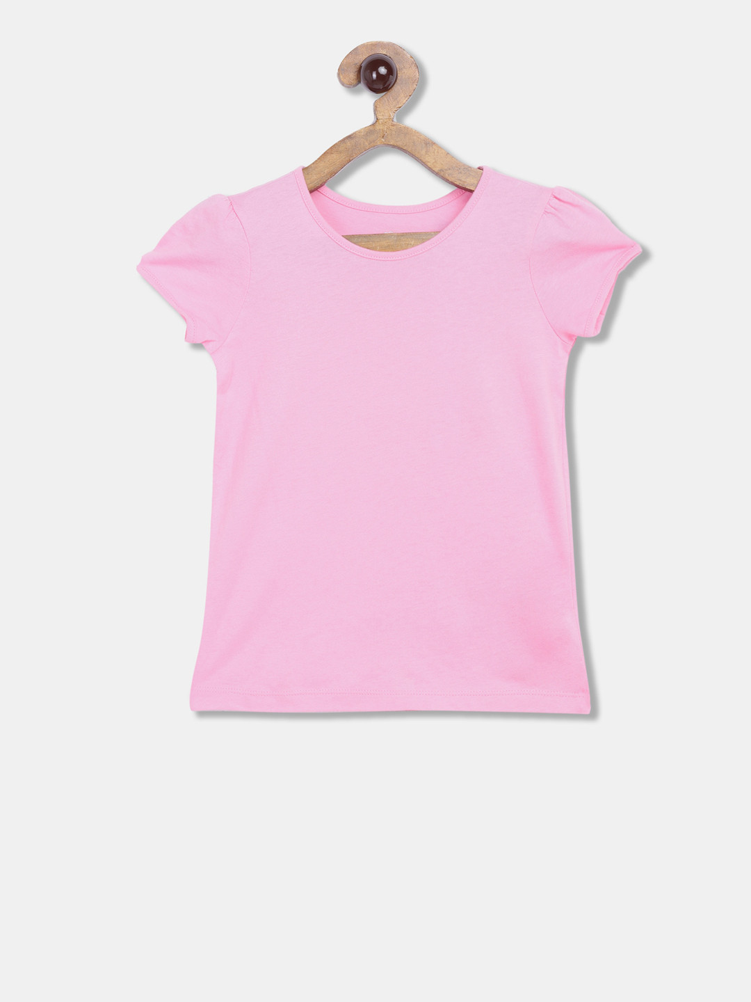Buy The Childrens Place Girls Pink Solid Round Neck Pure Cotton T Shirt ...