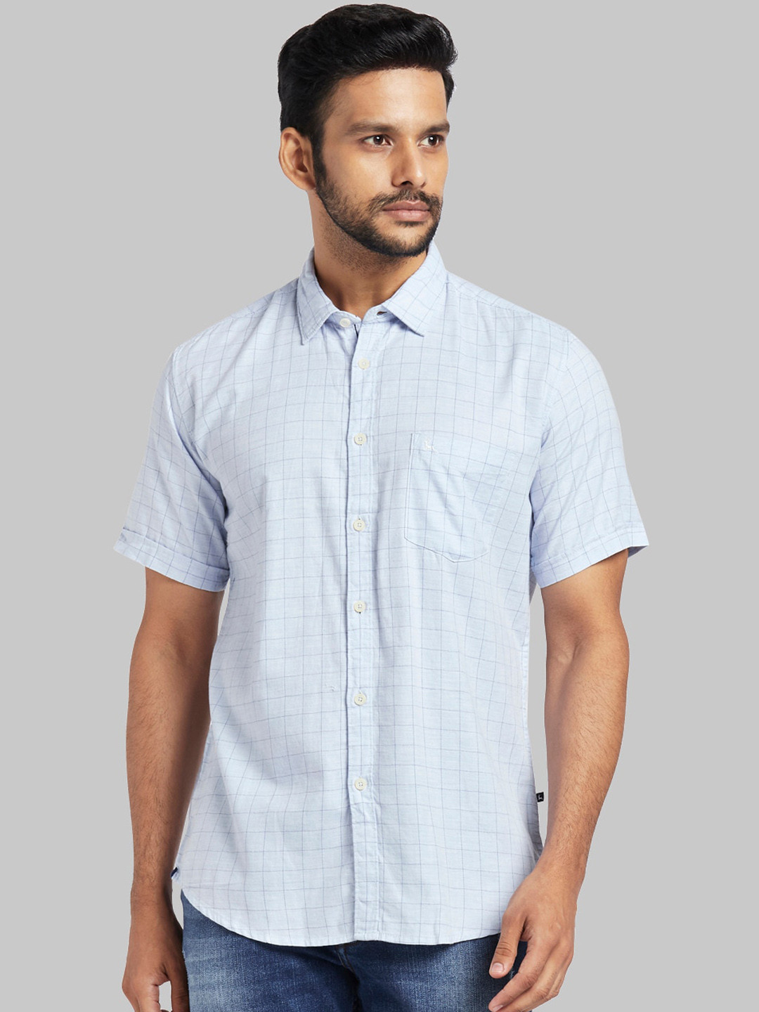 Buy Parx Men Blue Regular Fit Checked Casual Shirt - Shirts for Men ...