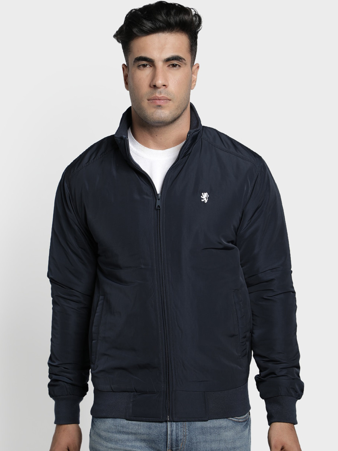 Buy Red Tape Men Navy Blue Solid Open Front Jacket - Jackets for Men ...