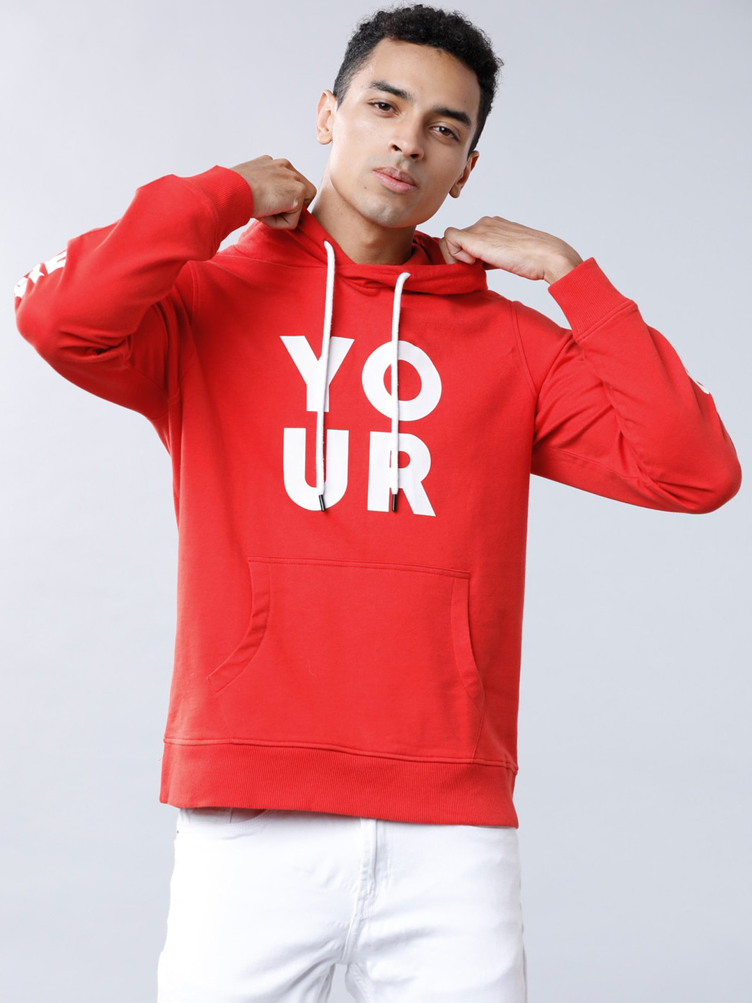 Buy LOCOMOTIVE Men Red Printed Hooded Sweatshirt - Sweatshirts for Men ...