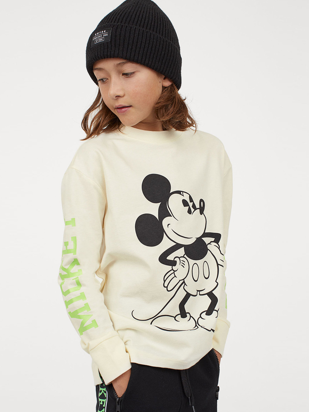 Buy H&M Off White Mickey Mouse Printed Jersey Top - Sweatshirts for ...