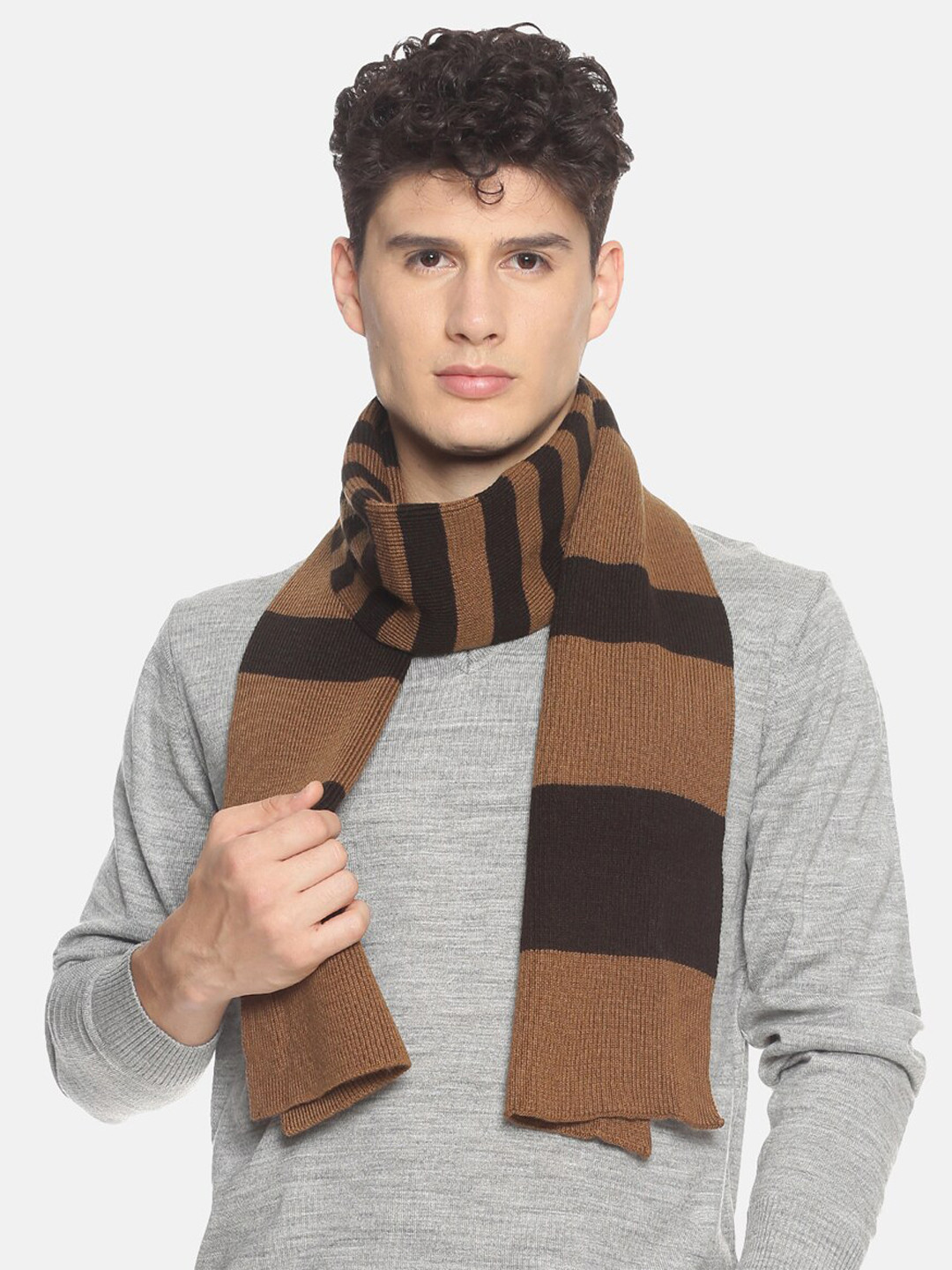 Buy 513 Men Brown Striped Muffler - Mufflers for Men 13073330 | Myntra
