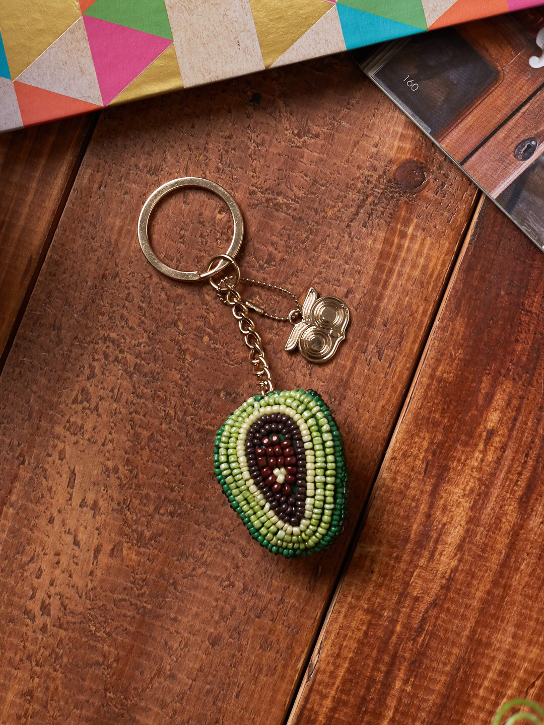Buy Chumbak Multicolour Avocado Beaded Keychain - Key Chain for Unisex ...