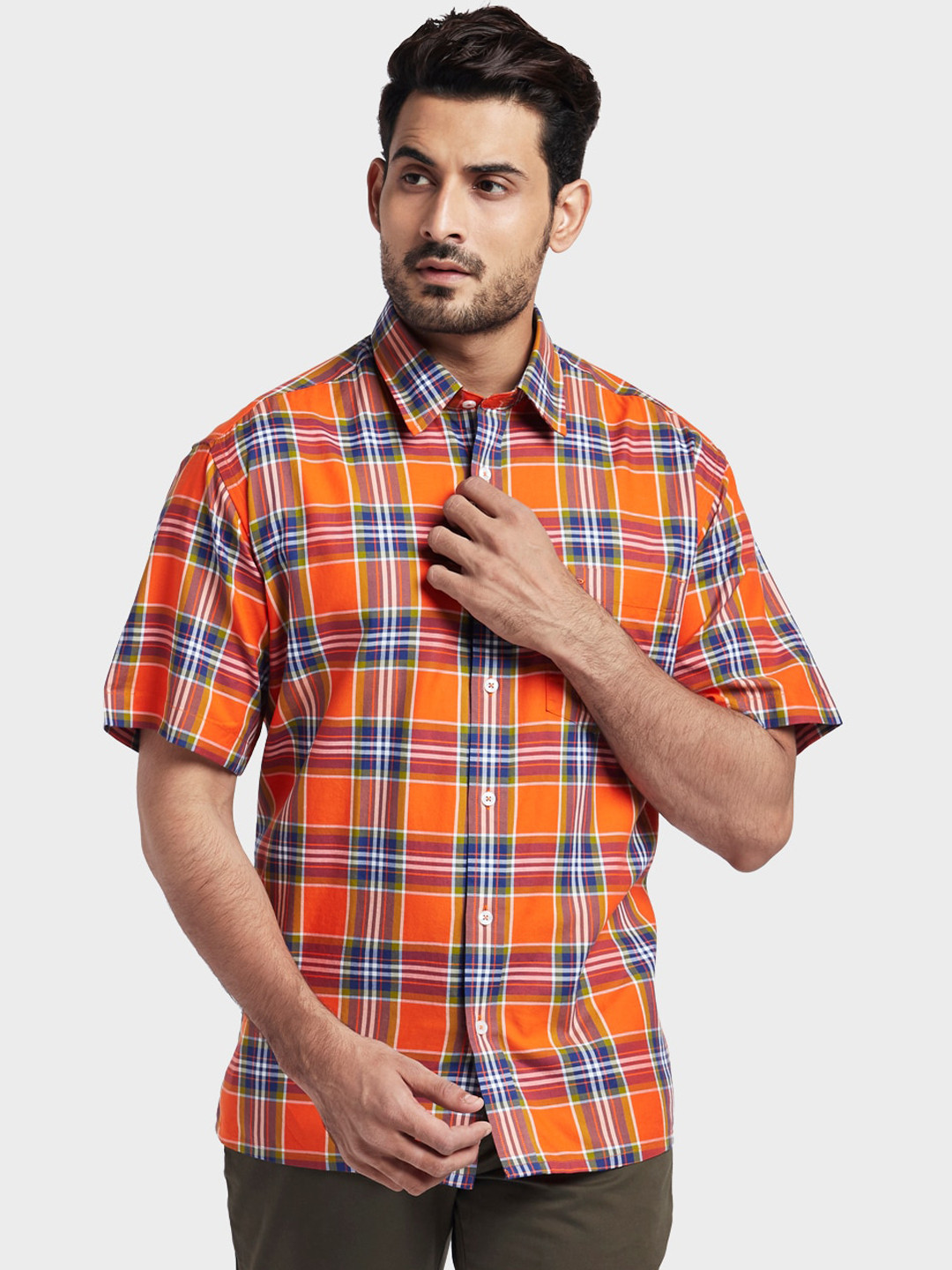 Buy ColorPlus Men Multicoloured Regular Fit Checked Casual Shirt ...