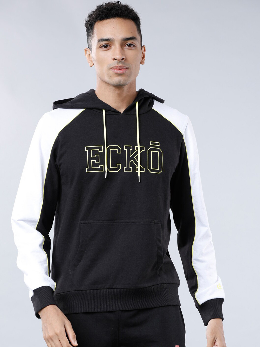 Buy Ecko Unltd Men Black & White Printed Hooded Sweatshirt - Sweatshirts for Men 13088454 | Myntra