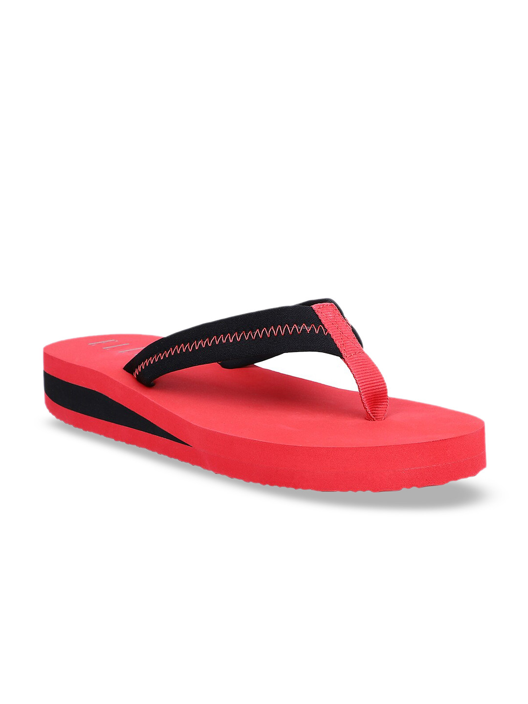 Buy ELLE Women Red & Black Solid Flip Flops - Flip Flops for Women ...