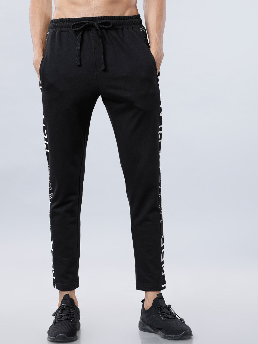 Buy HIGHLANDER Men Black & White Solid Slim Fit Track Pants - Track ...