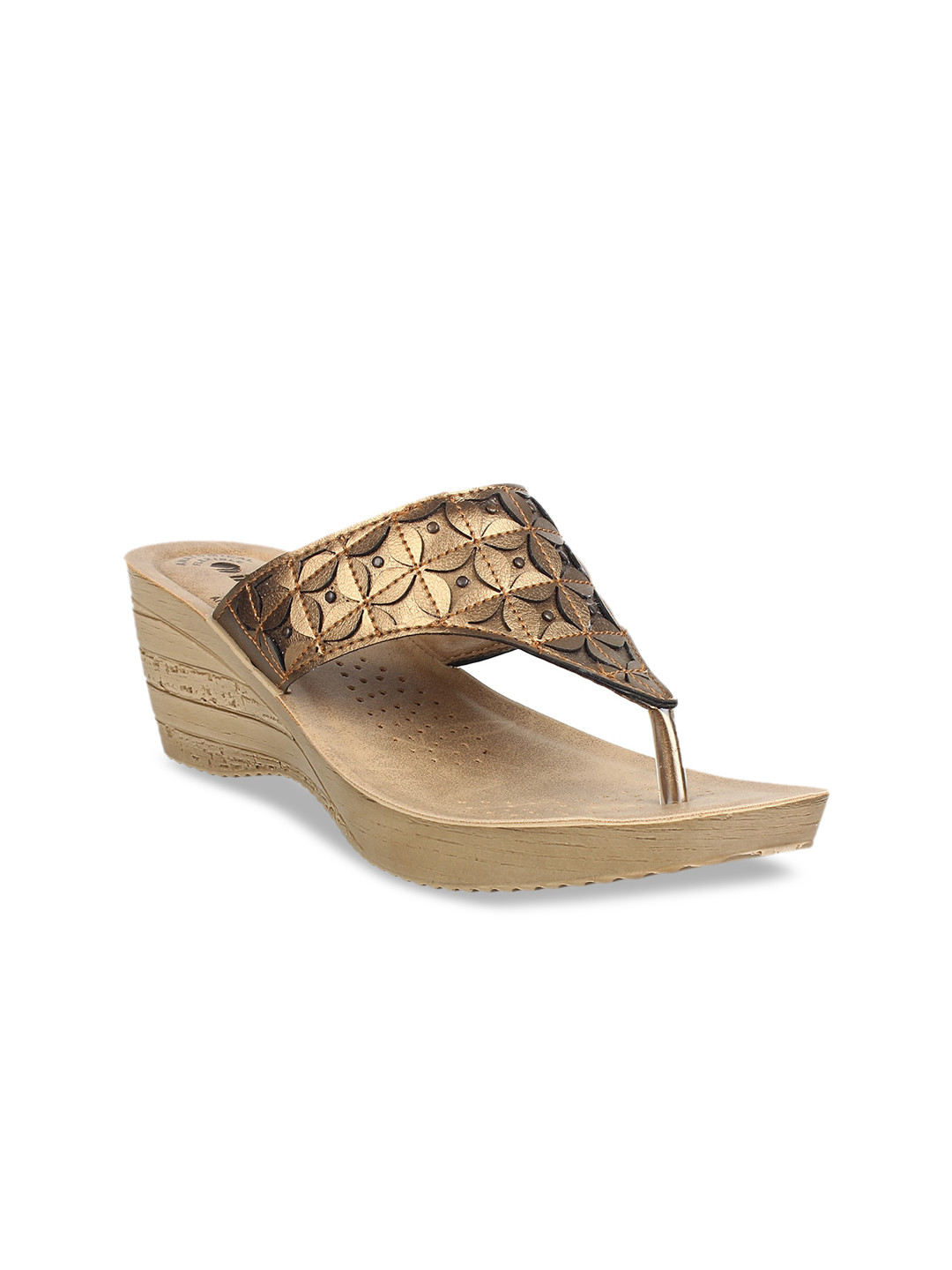 Buy Inblu Women Copper Toned Embellished Lightweight & Anti Skid Wedges ...