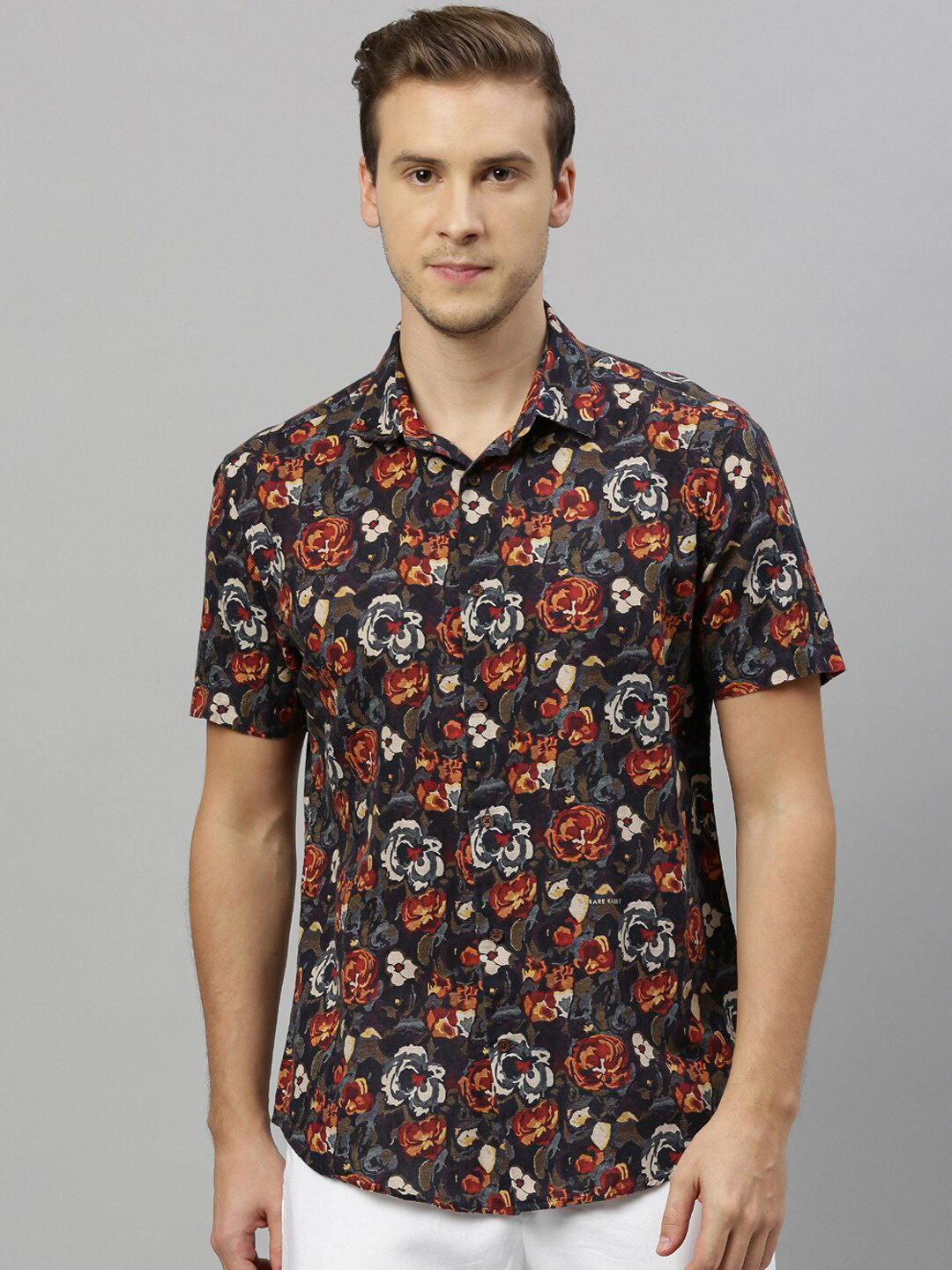 Buy RARE RABBIT Men Multicoloured Tailored Fit Floral Printed Casual ...