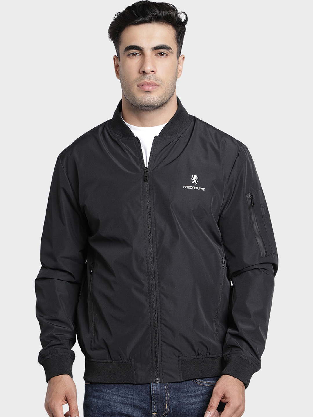 Buy Red Tape Men Black Solid Bomber - Jackets for Men 13128468 | Myntra