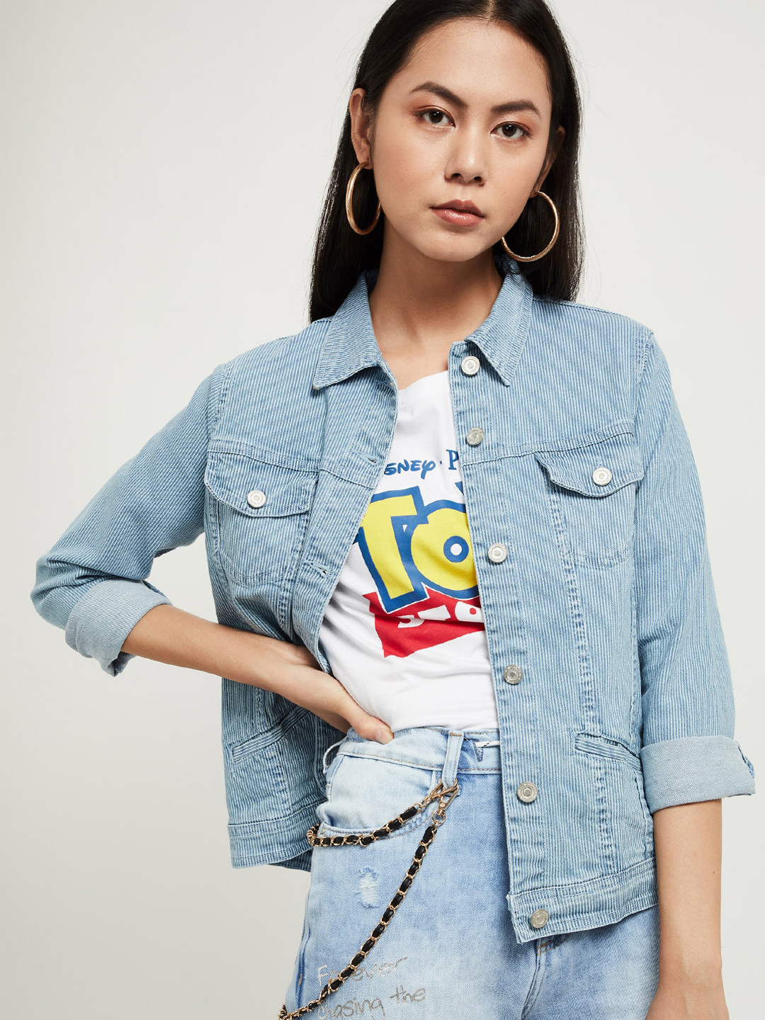 Buy Max Women Blue Solid Denim Jacket - Jackets for Women 13118602 | Myntra
