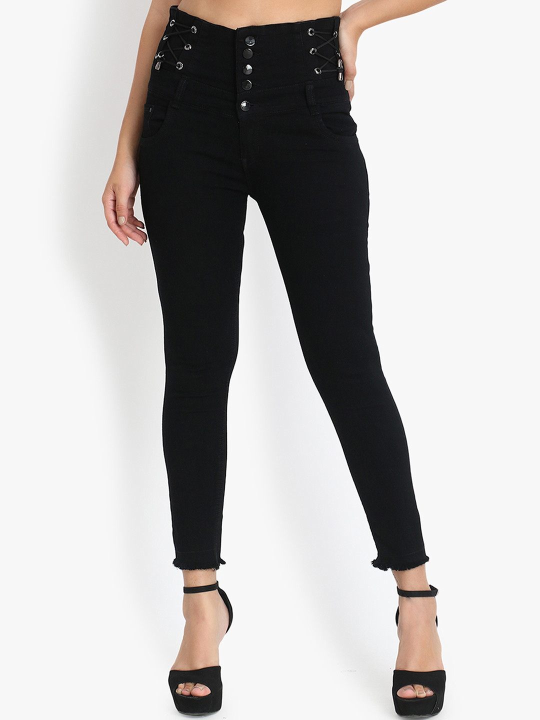 Buy Perfect Outlet Women Black Slim Fit High Rise Clean Look Jeans ...