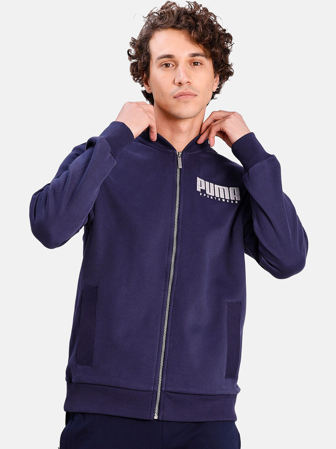 Buy Puma Men Navy Blue Printed Sporty Track Jacket - Jackets for Men ...