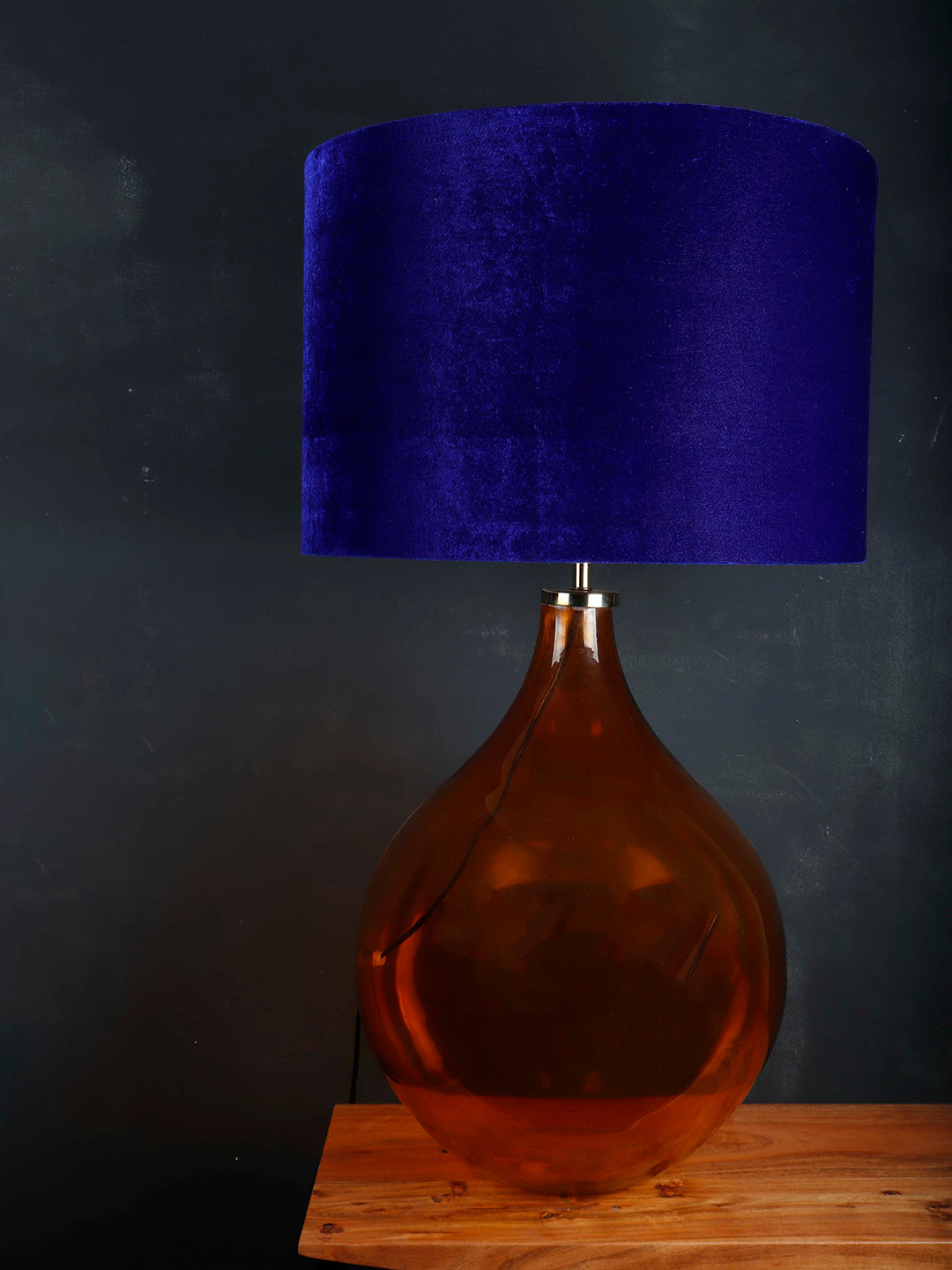 Buy Grated Ginger Royal Blue Solid Contemporary Big Bump Table Lamp ...