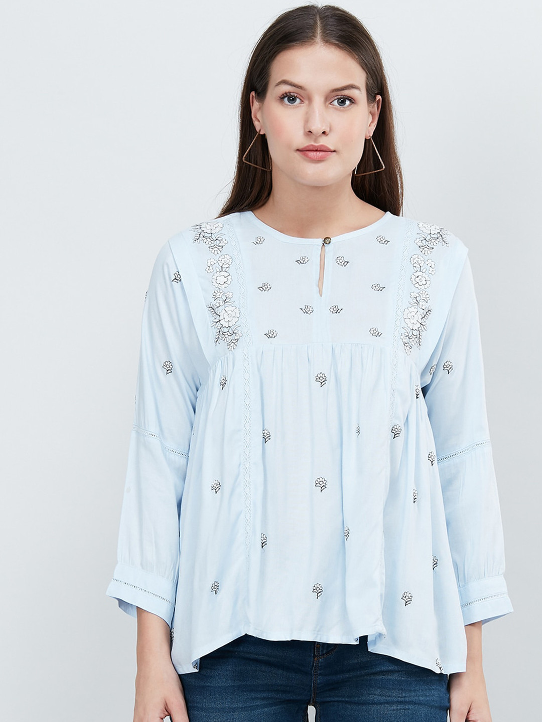 Buy Max Women Blue Printed A Line Top - Tops for Women 12917030 | Myntra