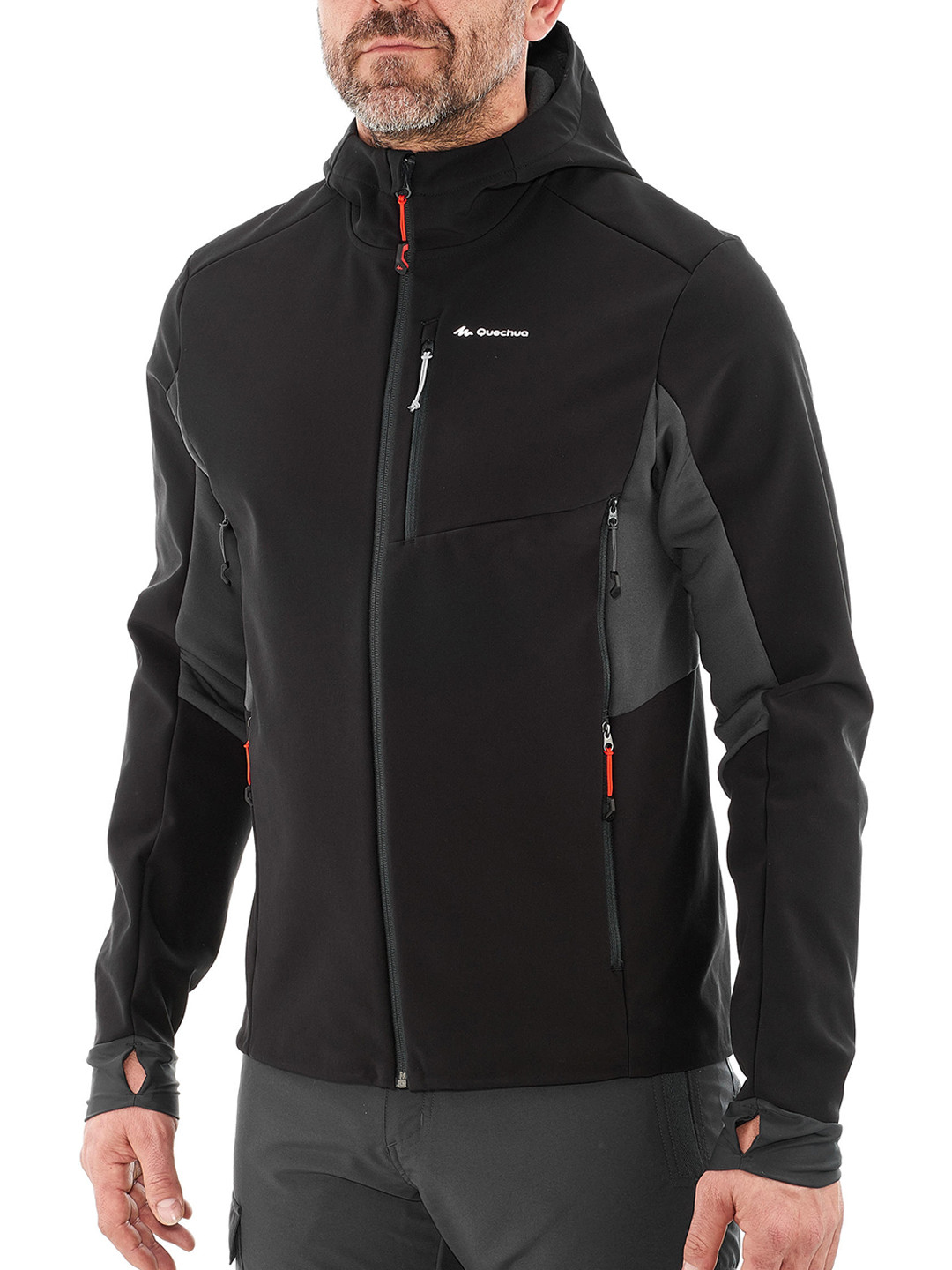 Buy FORCLAZ By Decathlon Men Black & Grey Mountain Softshell Wind ...