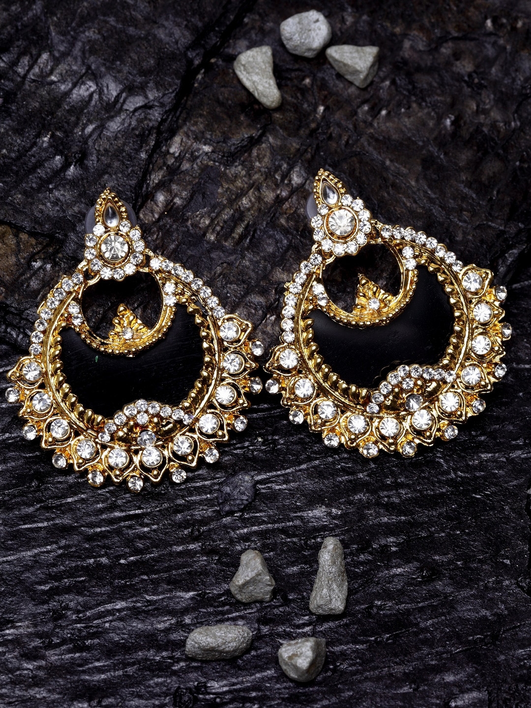 Buy ANIKAS CREATION Black Gold Plated Handcrafted Circular Chandbalis ... Buy ANIKAS CREATION Black Gold Plated Handcrafted Circular Chandbalis ...