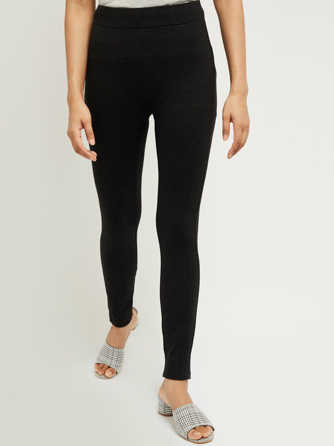Buy MAX Black Solid Elasticated Treggings - Jeggings for Women 13135044 ...