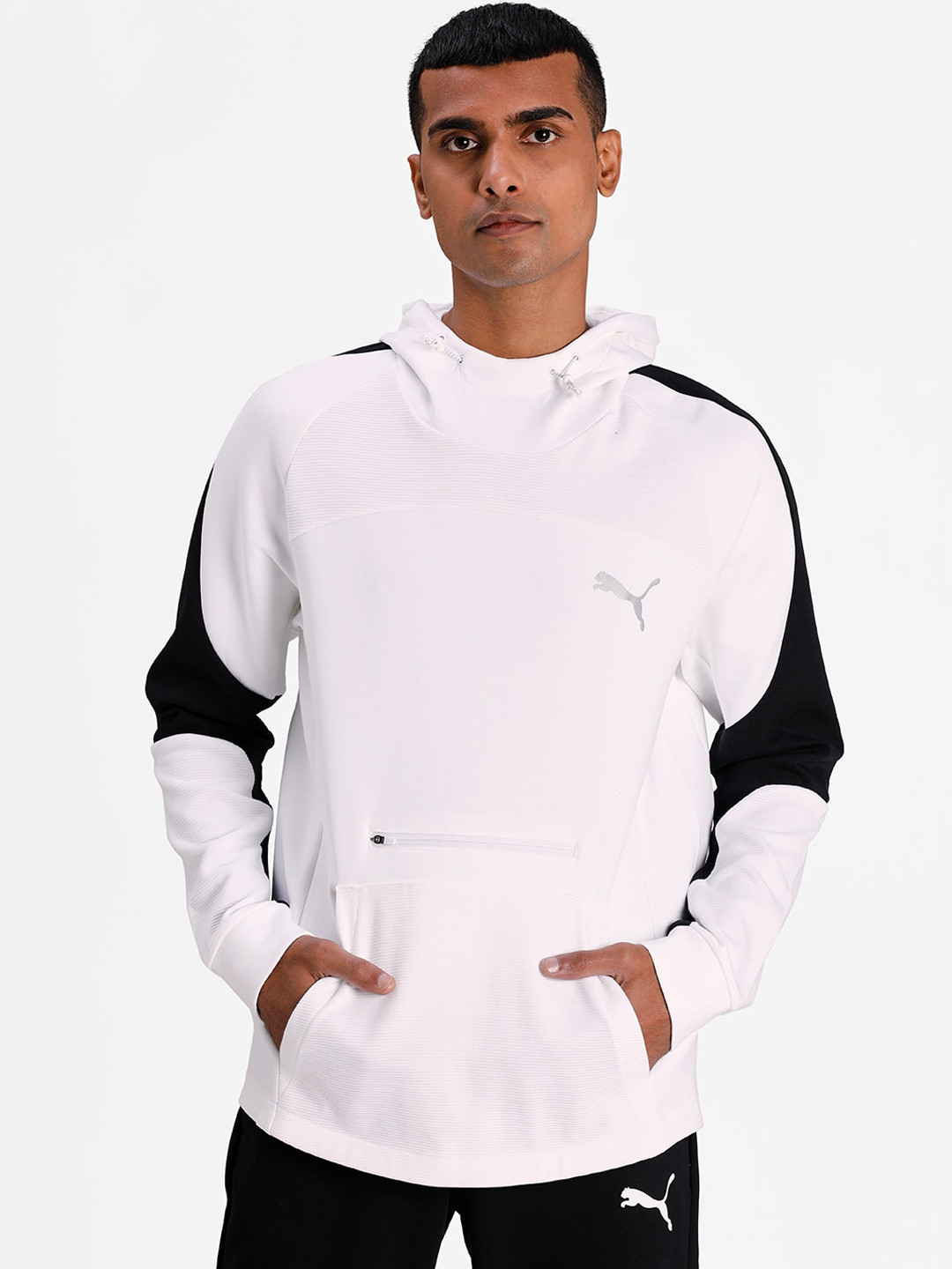 Buy Puma Men White Colourblocked Evostripe Hoody Sporty Jacket ...