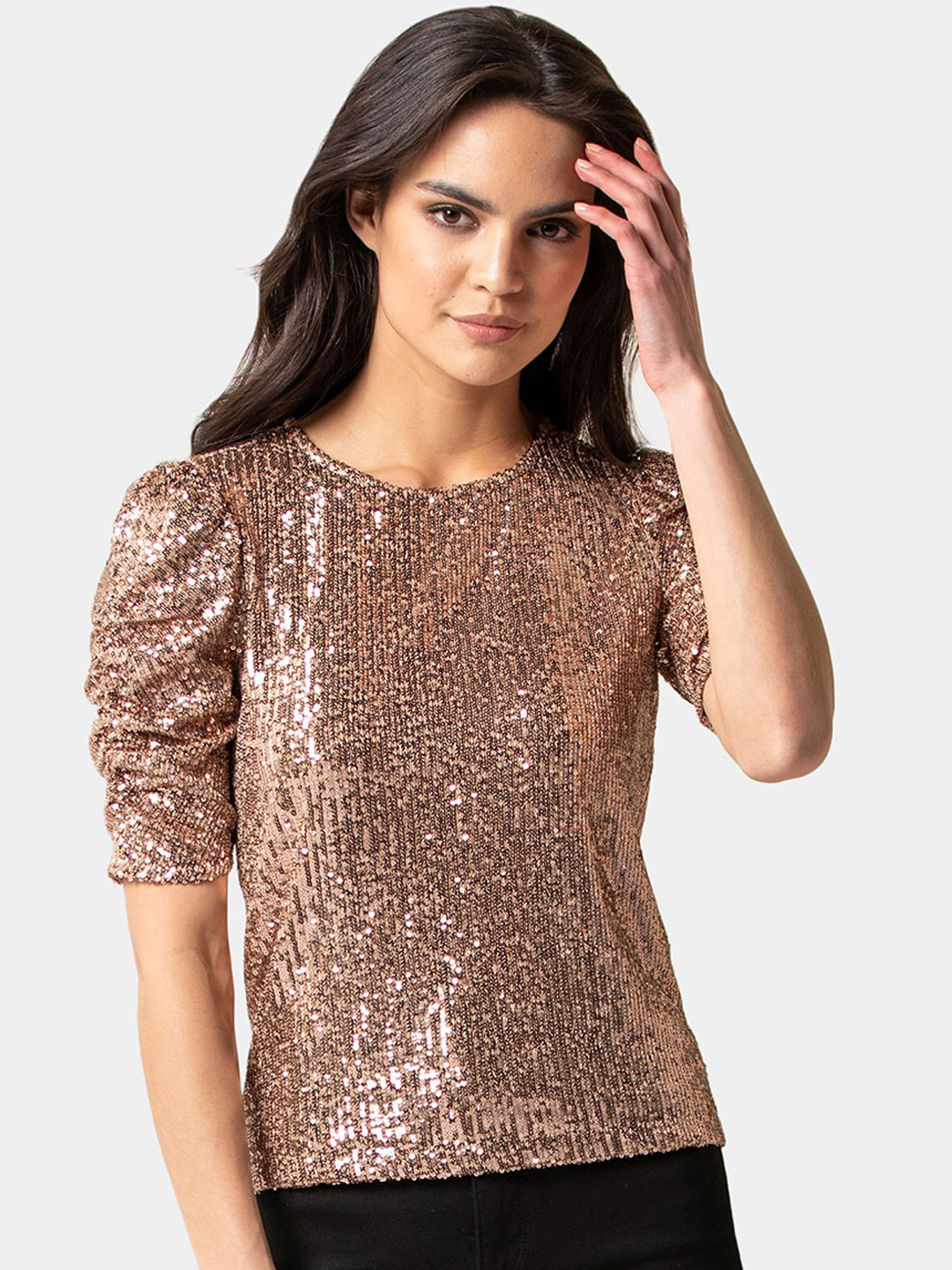 Buy Forever New Women Brown Embellished Top - Tops for Women 13209486 ...