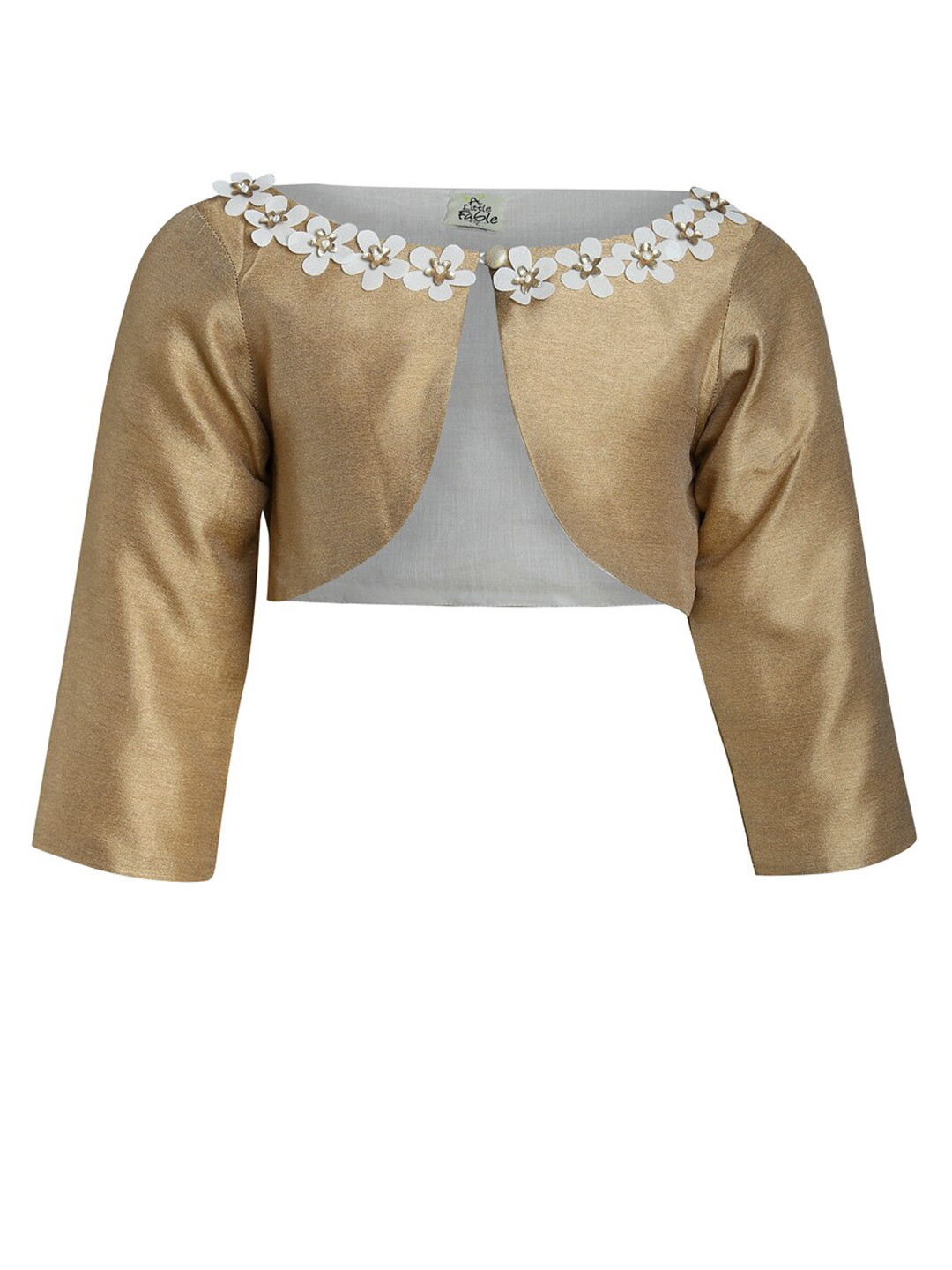 Buy A Little Fable Girls Gold Toned Solid Open Front Shrug - Shrug for ...
