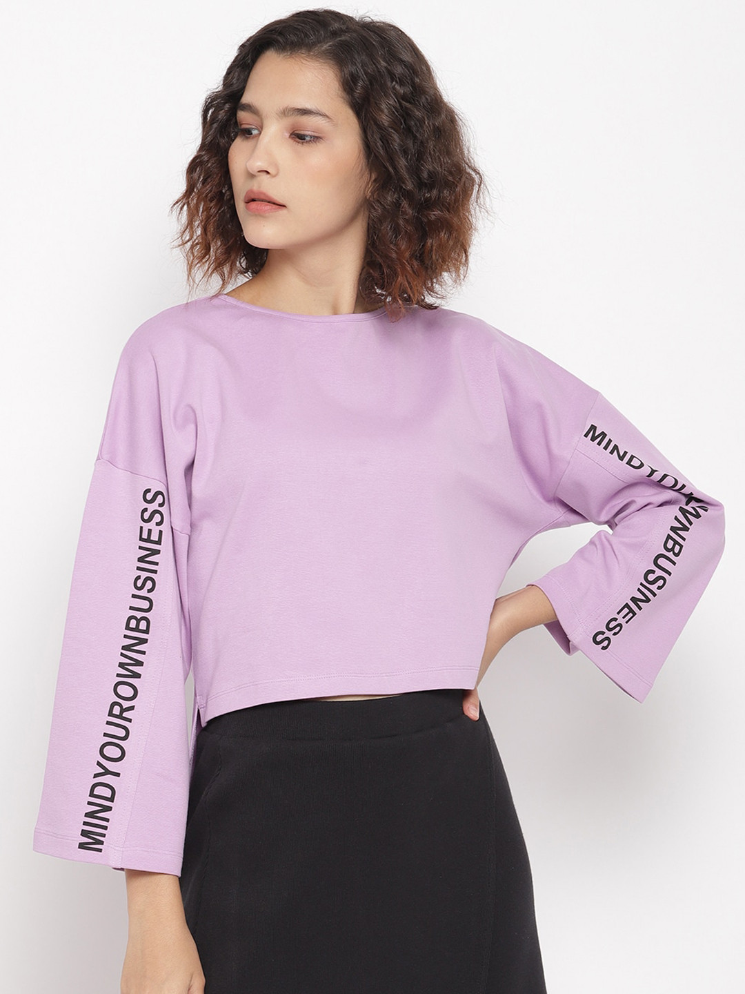 Buy LA LOFT Women Purple Printed Pure Cotton Top - Tops for Women ...