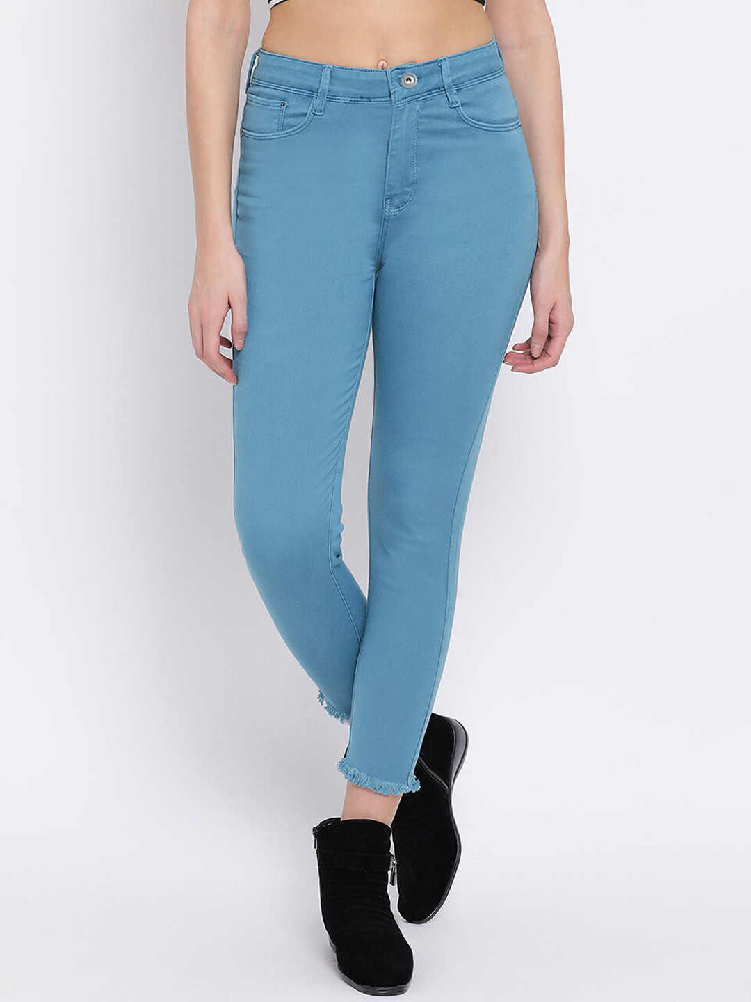 Buy Code 61 Women Turquoise Blue Solid Skinny Fit Jeans - Jeans for ...