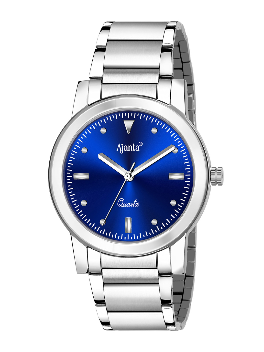 Buy Ajanta Men Silver Toned & Blue Analogue Watch Ajanta_AWC503ISG/1 ...