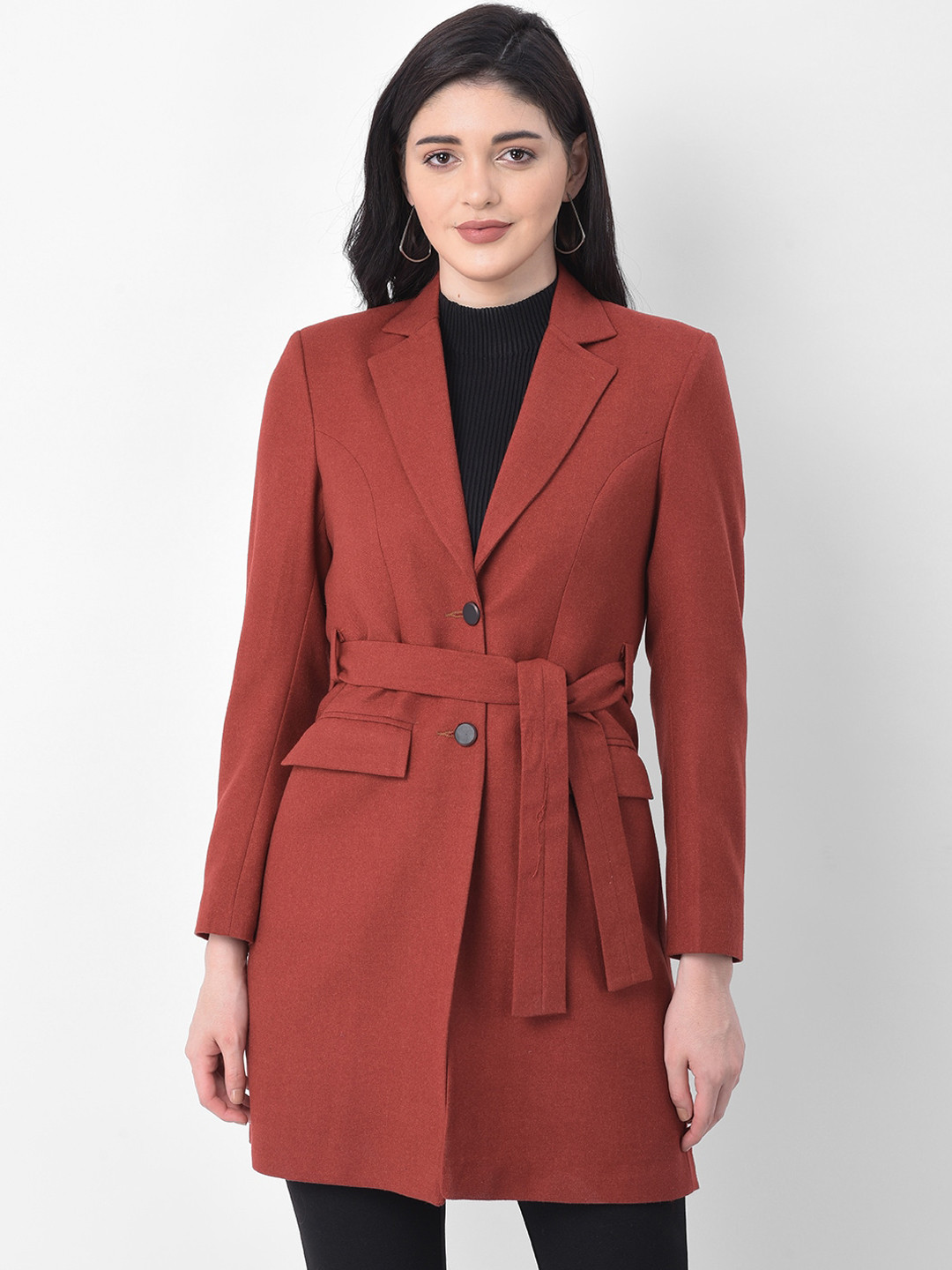 Buy AUDSTRO Women Rust Brown Solid Overcoat - Coats for Women 13243012 ...