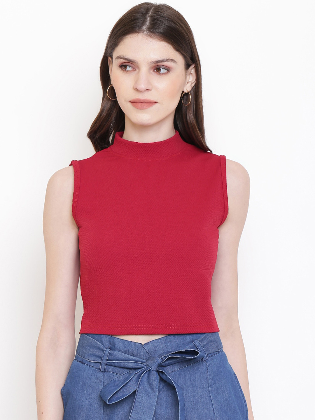 Buy Mayra Women Maroon Solid Fitted Top - Tops for Women 13244516 | Myntra