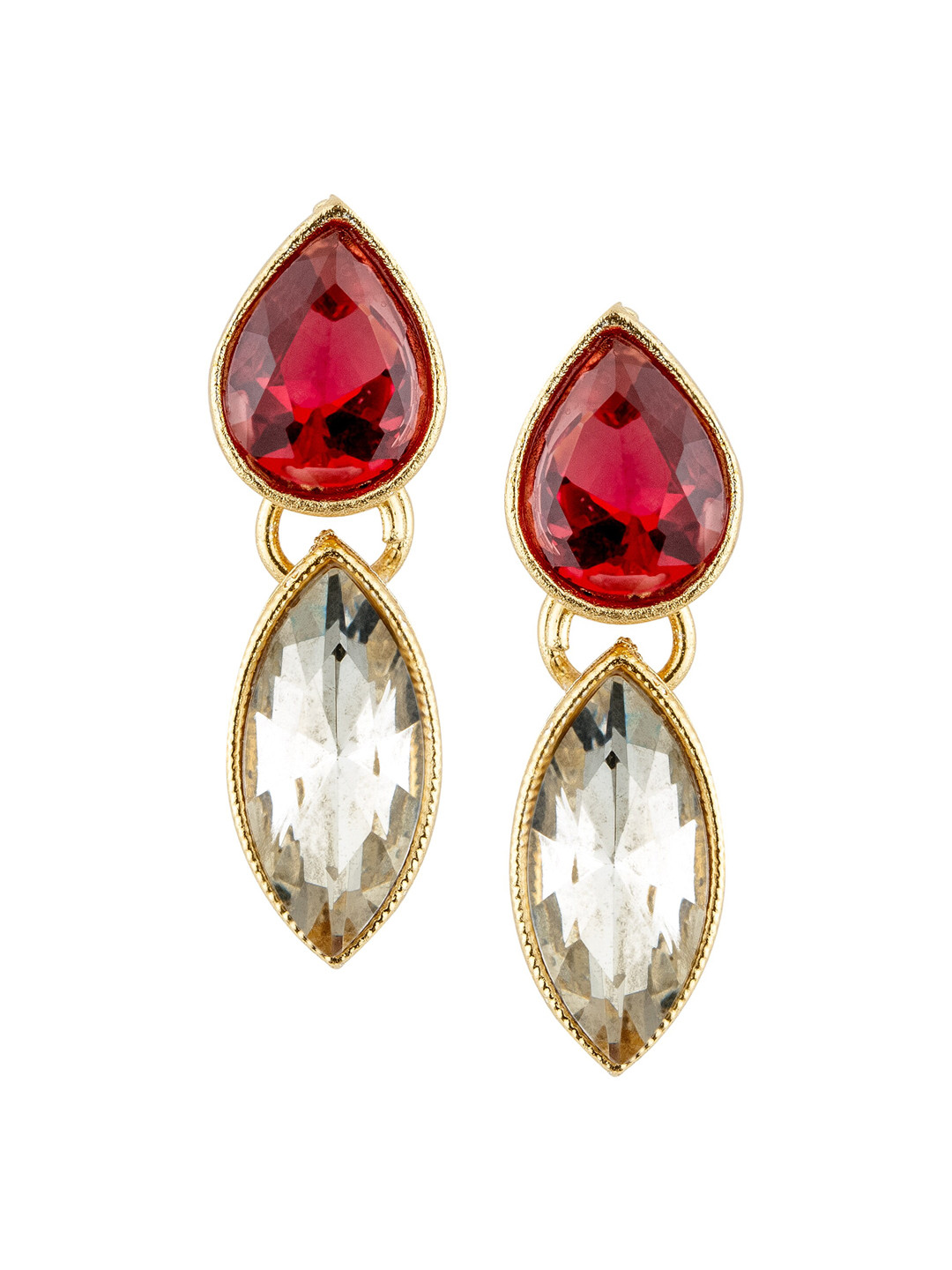Buy E2O Gold Plated & Maroon Contemporary Drop Earrings - Earrings for ...