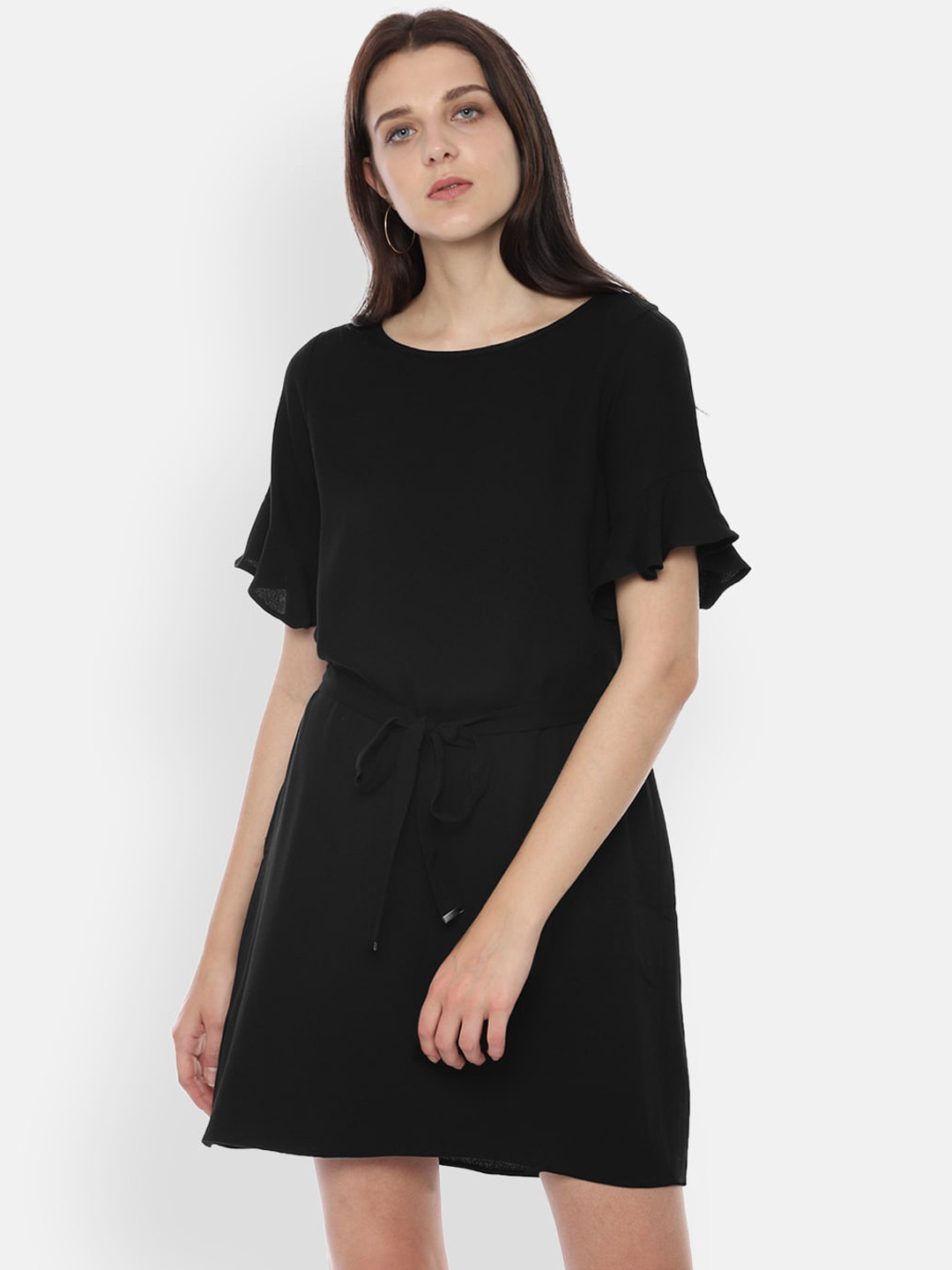 Buy Allen Solly Woman Black Solid A Line Dress - Dresses for Women ...