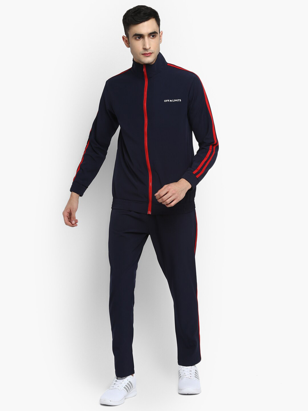 Buy OFF LIMITS Men Navy Blue & Red Solid Tracksuit - Tracksuits for Men ...
